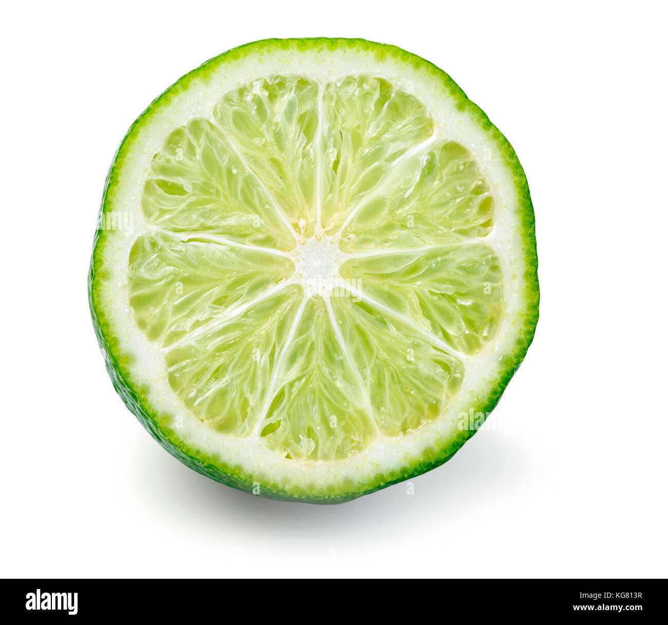 Half of lime citrus fruit isolated on white background with clipping ...