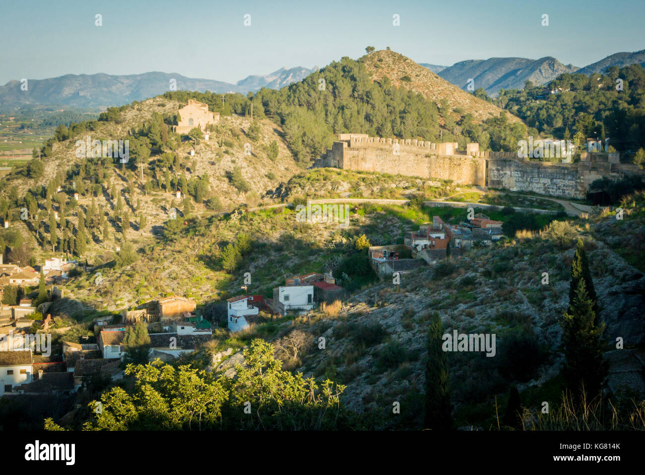 Castle wall and Hermitage Calvary Chapel Alto, Xativa (Jativa ...