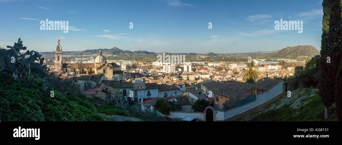 Aerial panorama of the city of Xativa (Jativa), Valencia, Spain Stock ...