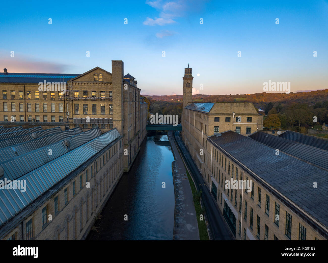 Aerial shots of the wonderful World Heritage site of Saltaire in West ...