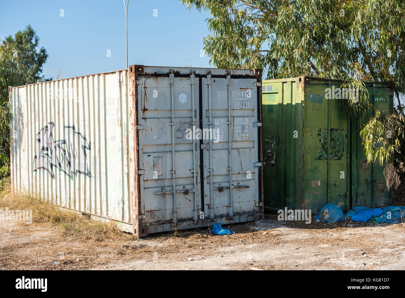 Shipping containers abandoned industrial building in Larnaca, Cyprus ...