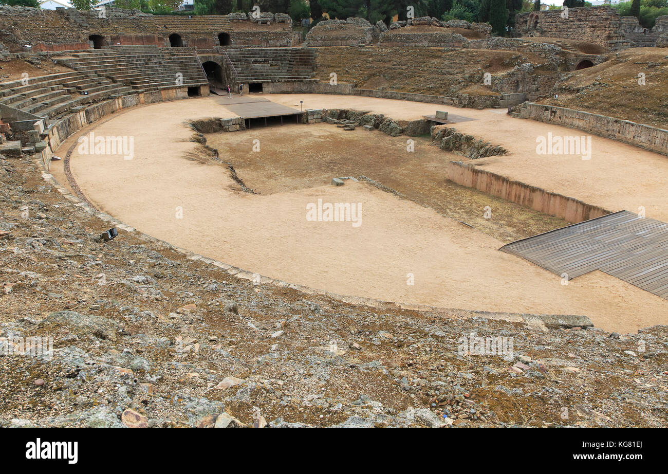 Gladiatorial arena of Circa Romano hippodrome, Merida, Extremadura ...