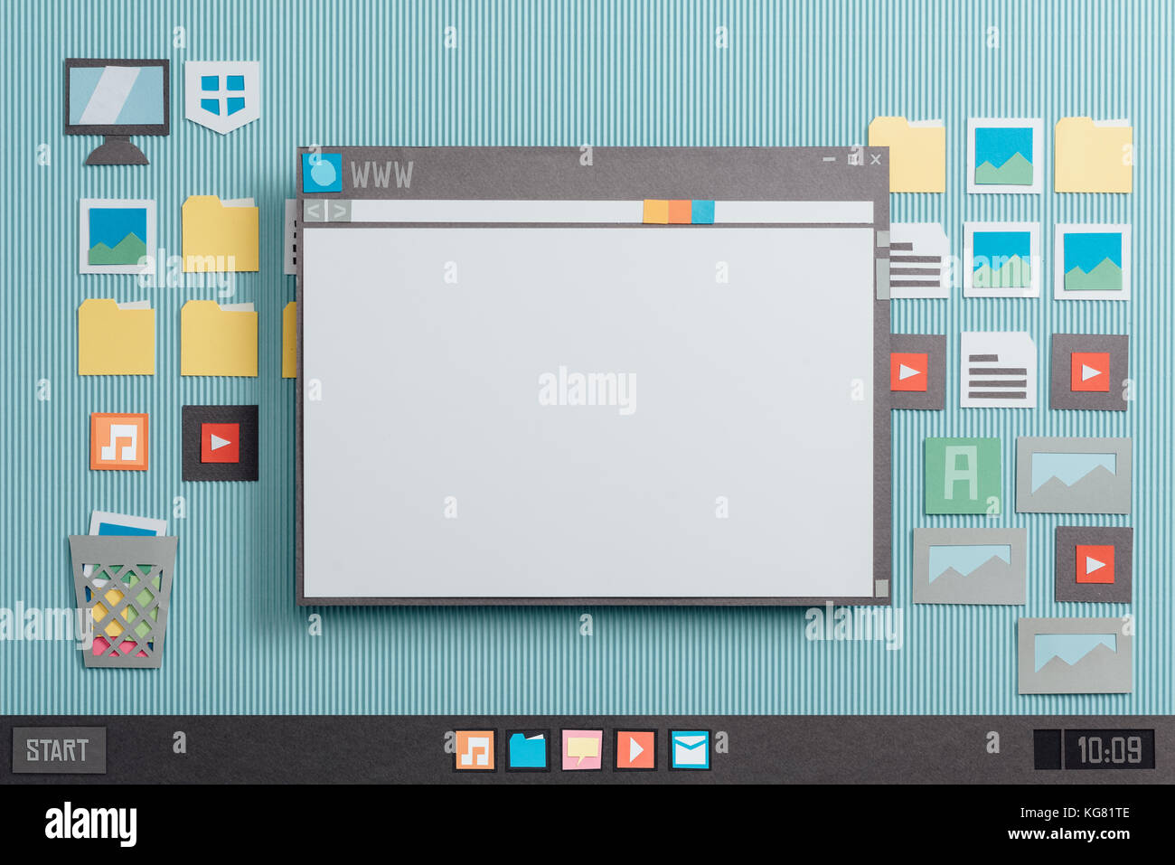 Blank web page on a browser window and computer interface, internet and ...