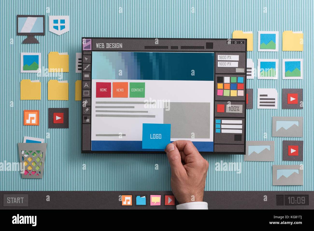 Web designer drafting web templates and web page layouts using a ...