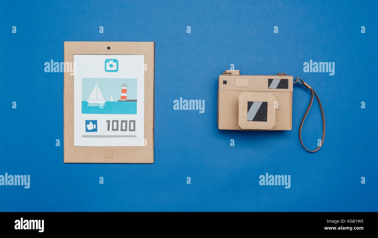 Creative tablet and camera made of recycled cardboard: photo sharing on ...