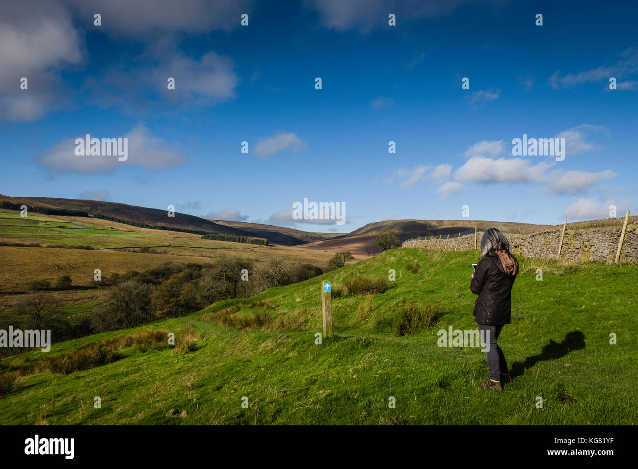 Walking route around Stocks Reservoir, Gisburn Forest, Lancashire, UK ...