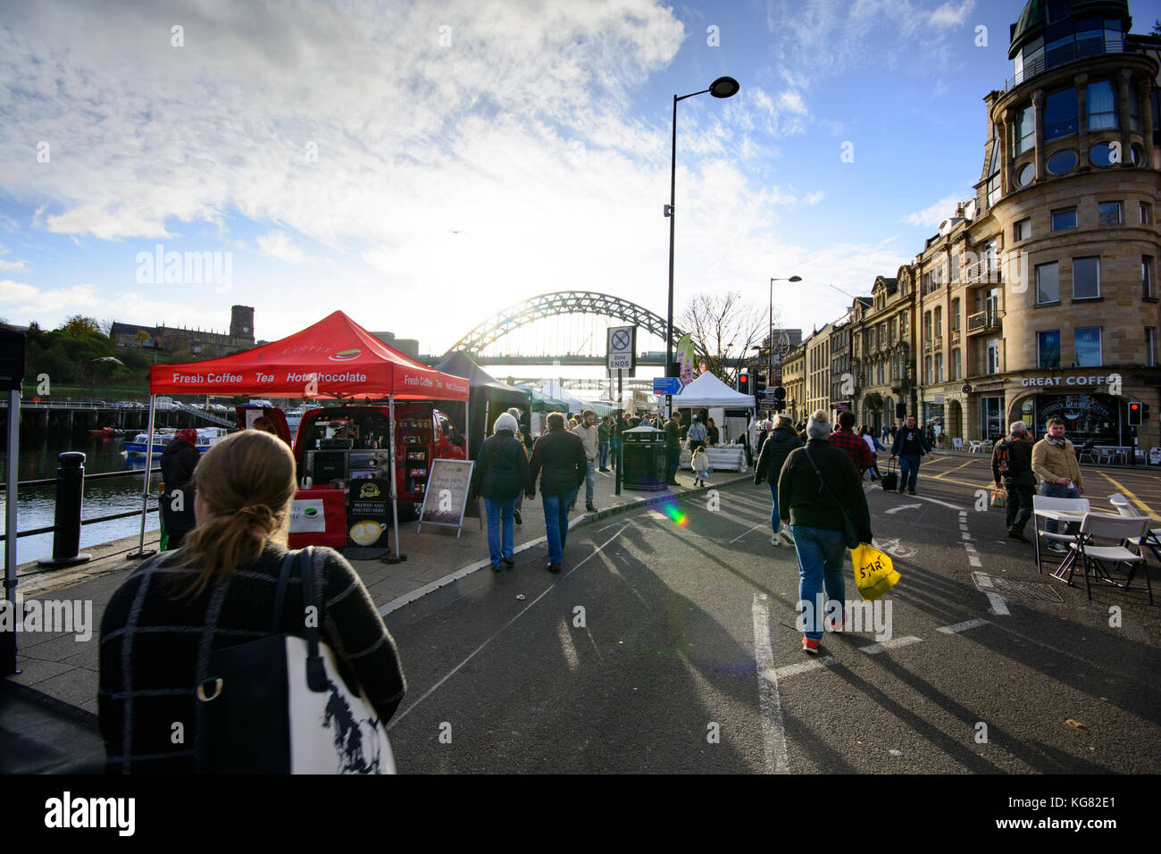 Newcastle Quayside market Stock Photo - Alamy