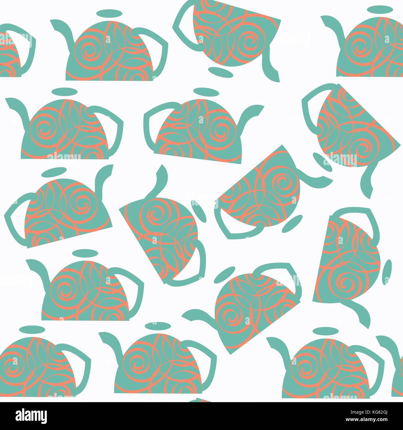 Abstract tea pot vector seamless pattern. It is located in swatch menu ...