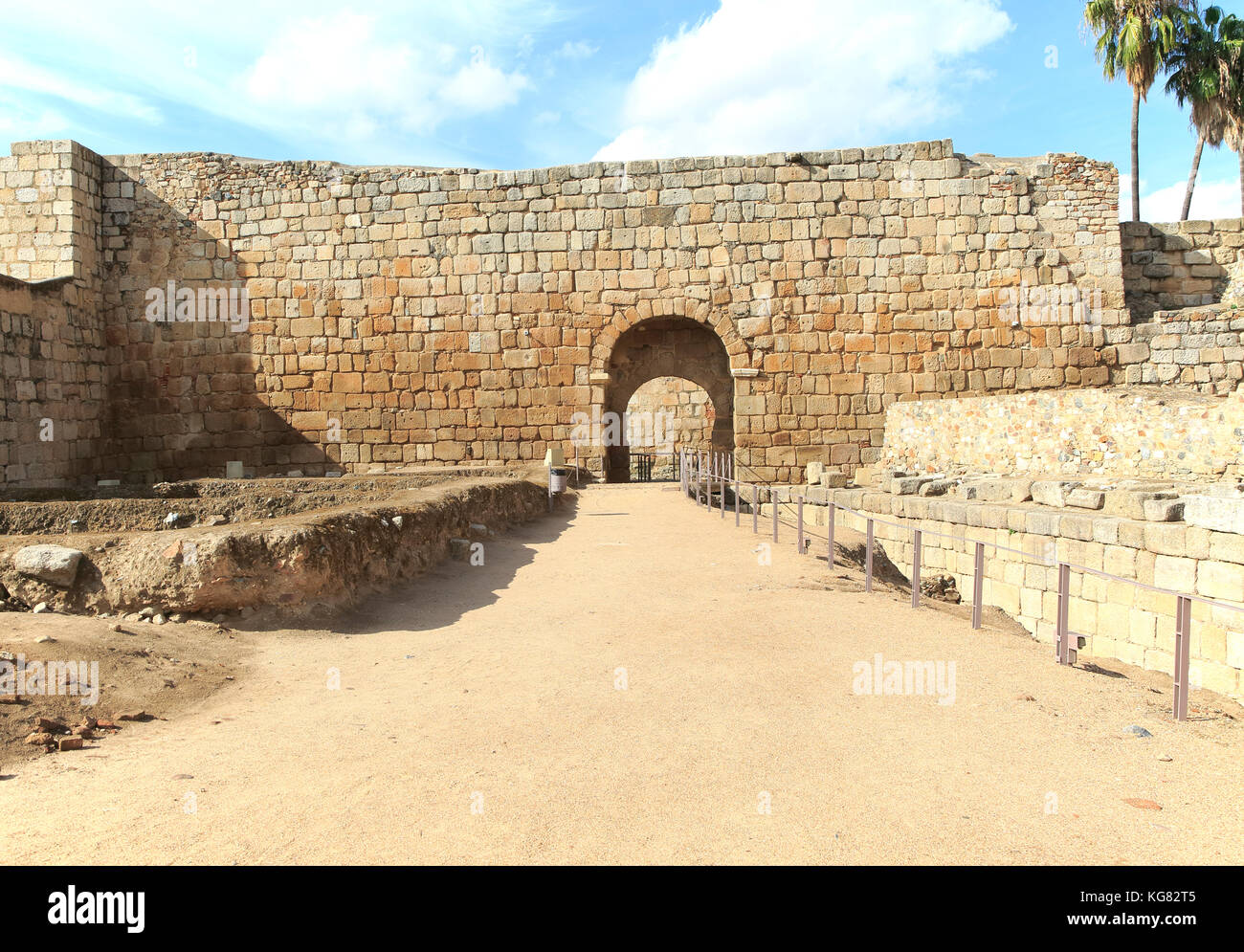 Walls inside Alcazaba castle building, Merida, Extremadura, Spain Stock ...