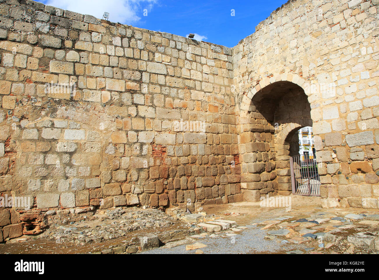 Walls of Alcazaba castle building, Merida, Extremadura, Spain Stock ...