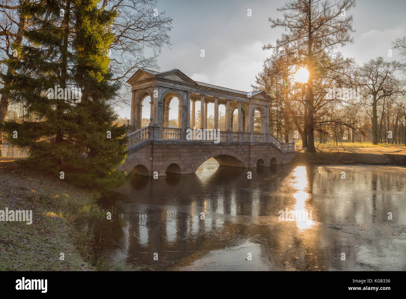SAINT-PETERSBURG, RUSSIA - NOVEMBER 02, 2017: Marble Bridge, Siberian ...