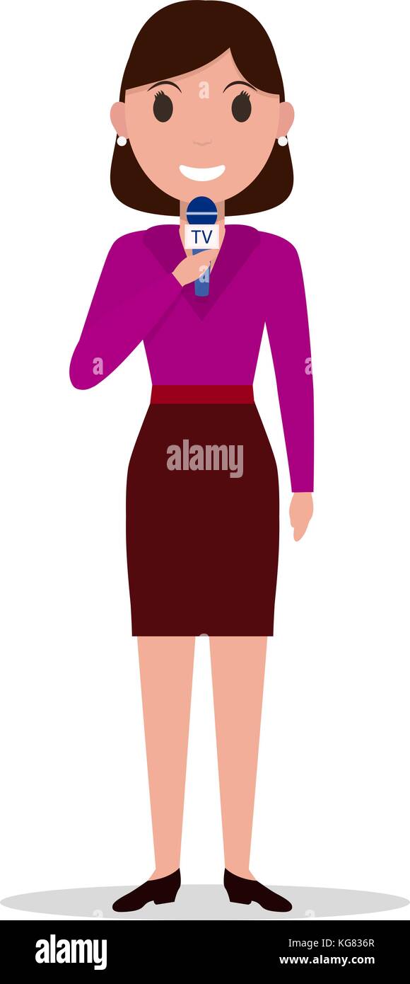 Vector cartoon girl reporter with a microphone Stock Vector Image & Art - Alamy