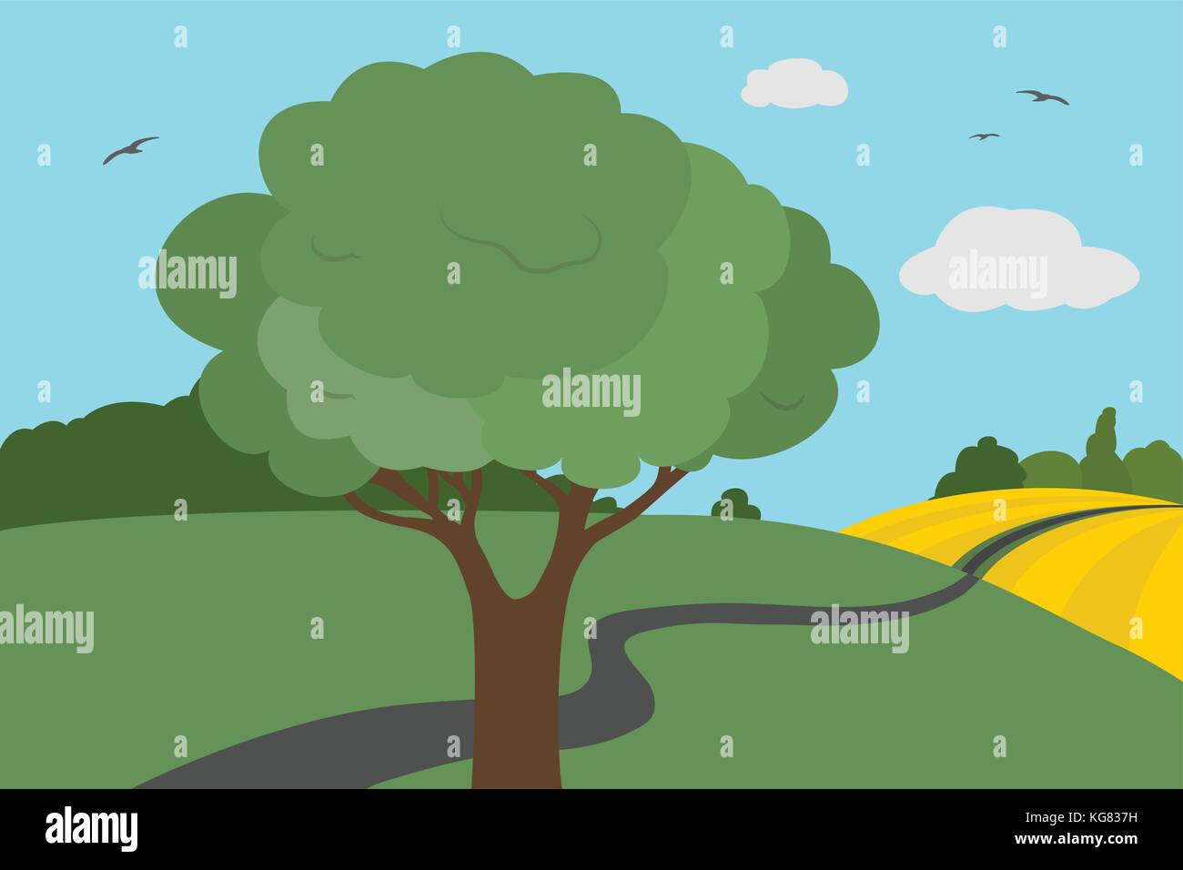 Plant field country road Stock Vector Images - Alamy