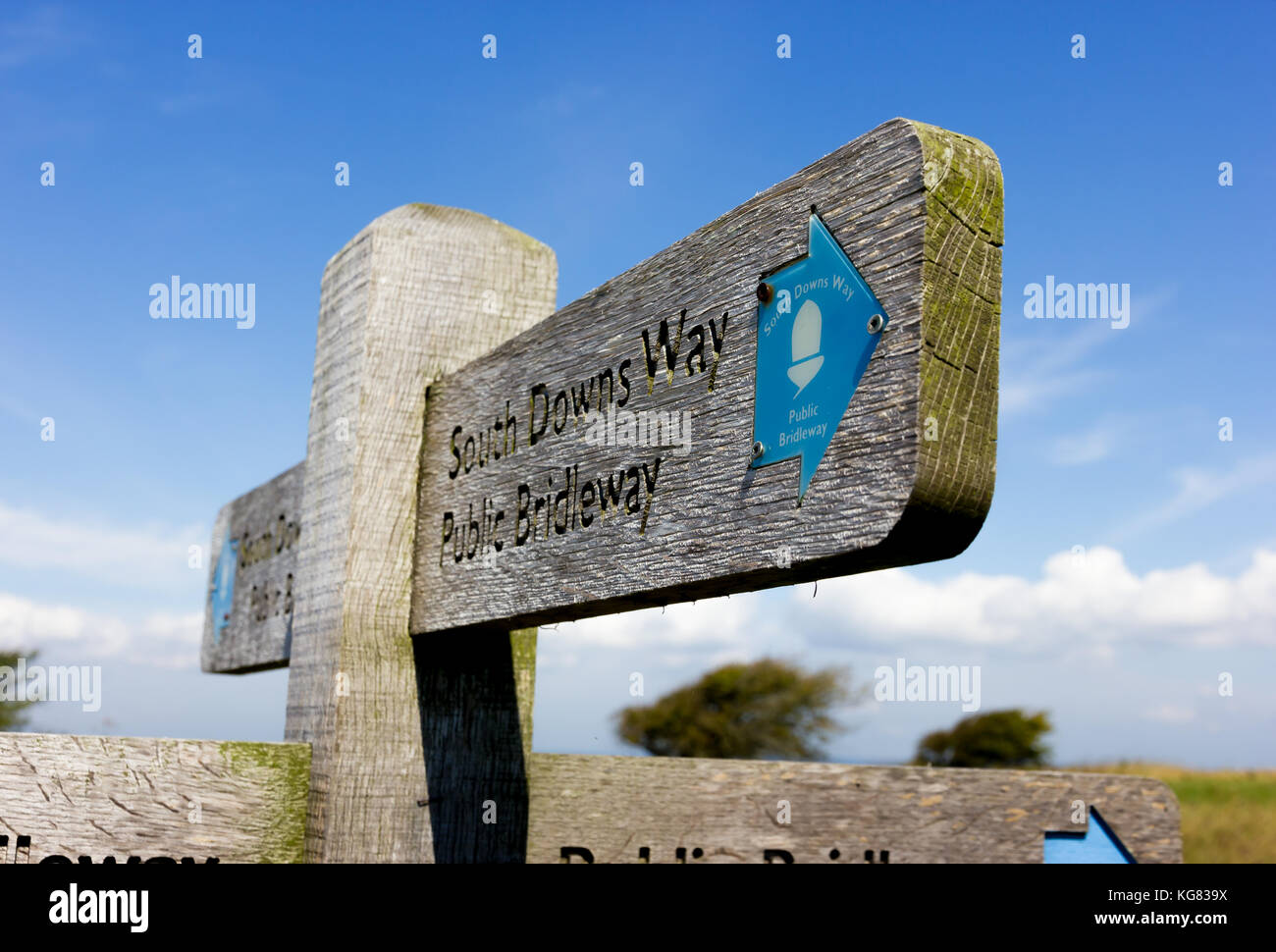 Public bridleway signs South Downs Stock Photo - Alamy