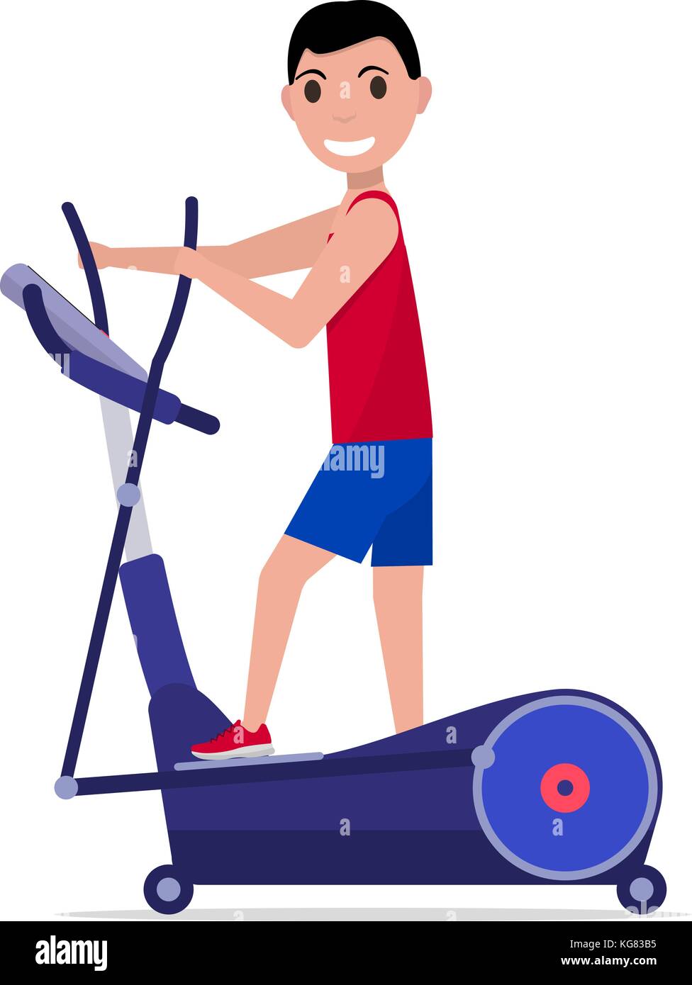 Vector cartoon boy on elliptical cross trainer Stock Vector Image & Art ...