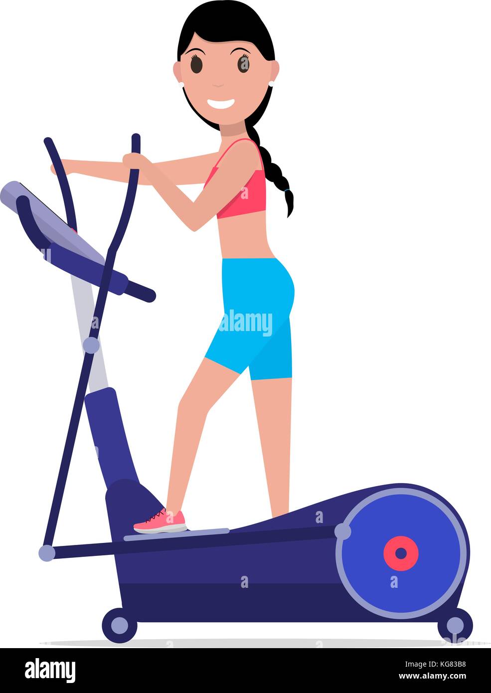 Vector cartoon girl on elliptical cross trainer Stock Vector Image ...
