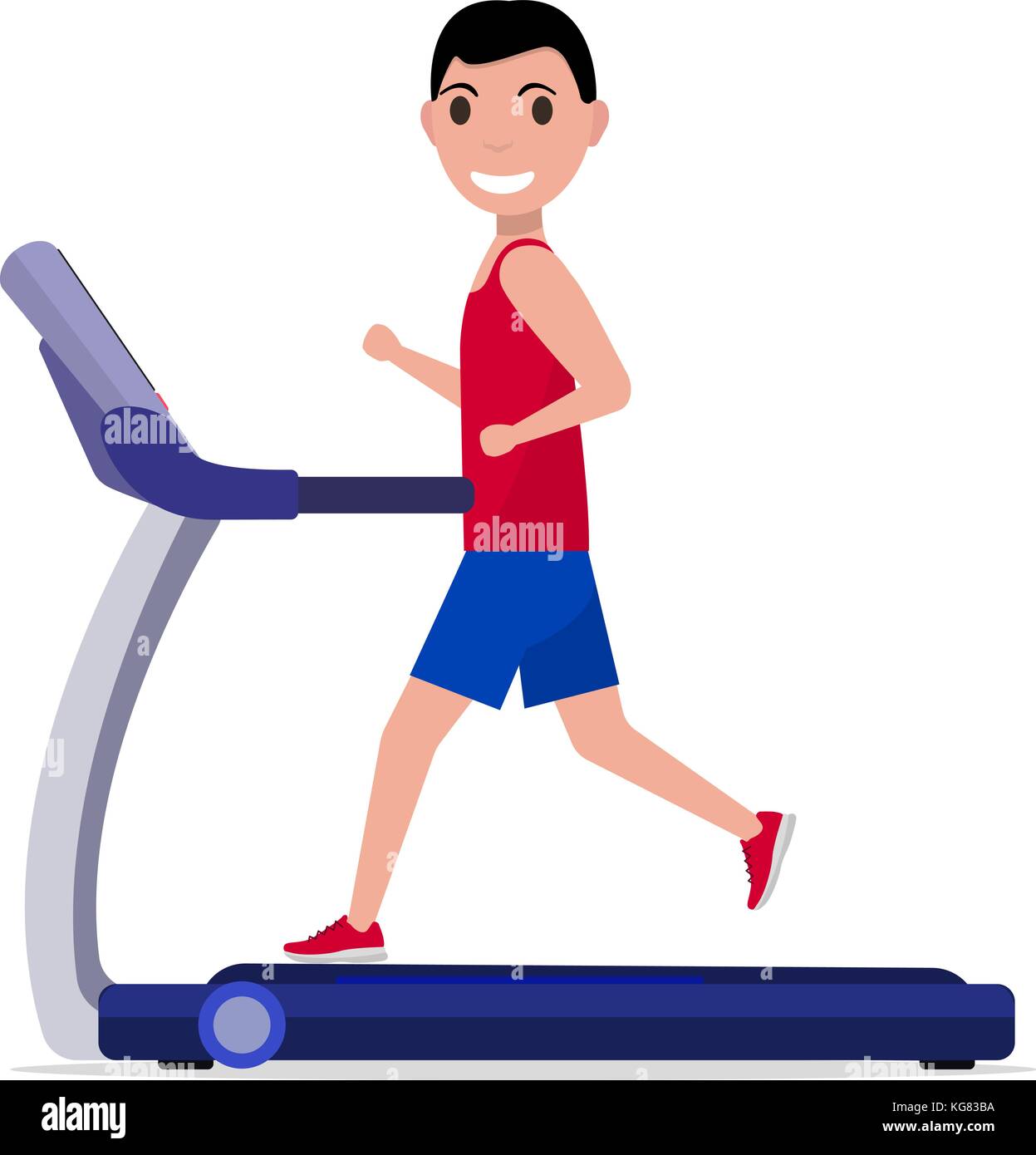 Vector cartoon boy, man running on a treadmill Stock Vector Image & Art ...