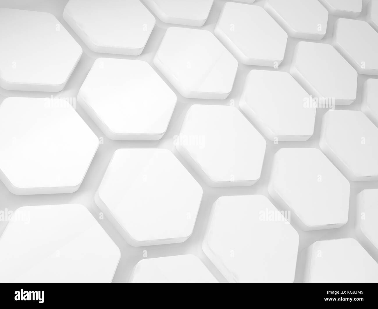 Abstract white honeycomb installation pattern, 3d render illustration ...