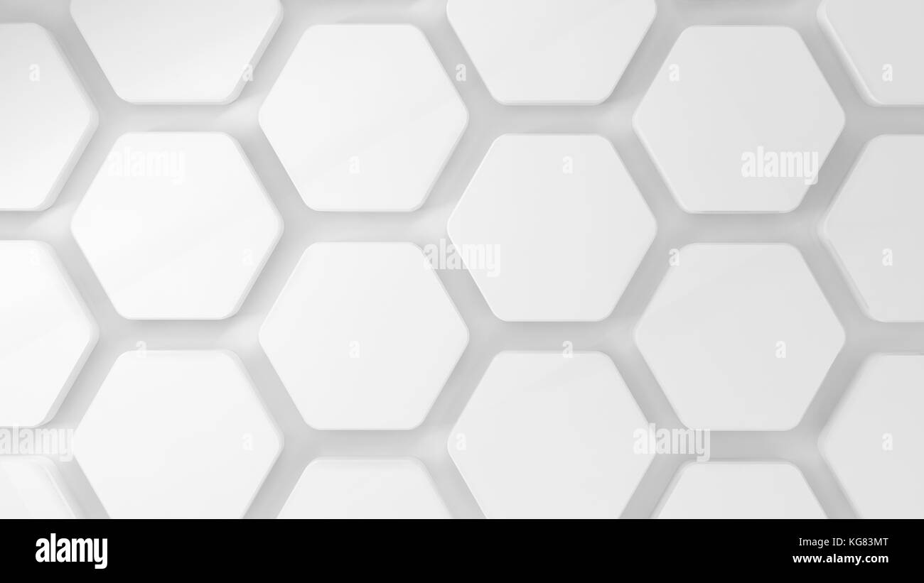 White honeycomb installation pattern on the wall, front view, 3d render ...