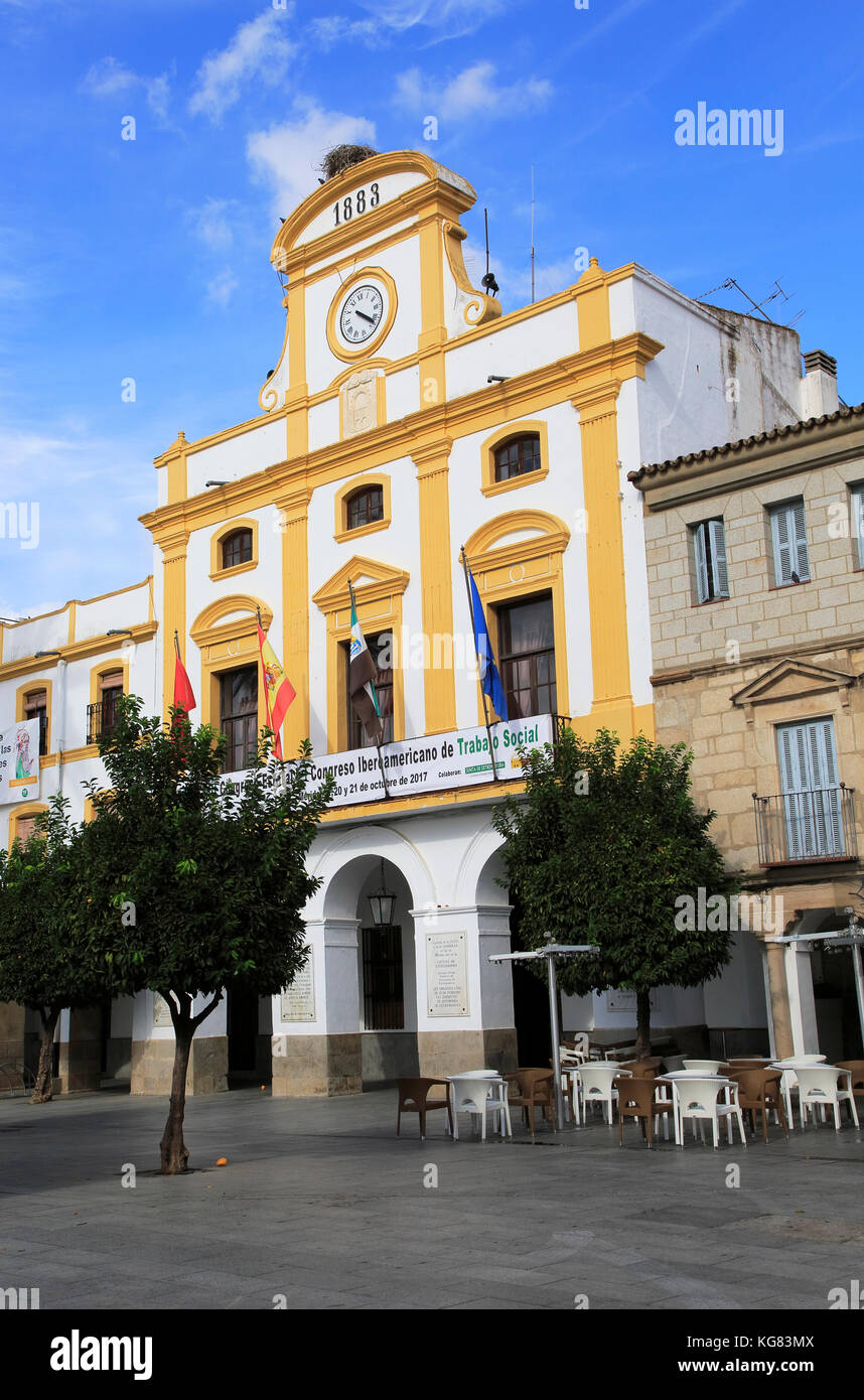 Nineteenth century Town hall Ayuntamiento building, Merida, Extremadura ...