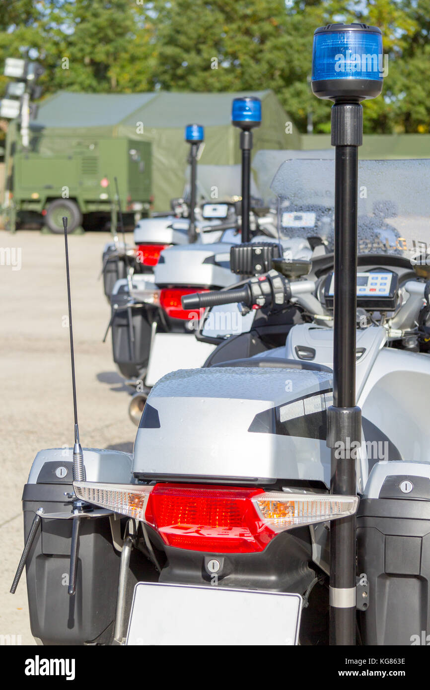 german feldjaeger, military police motorcycles stands in formation ...