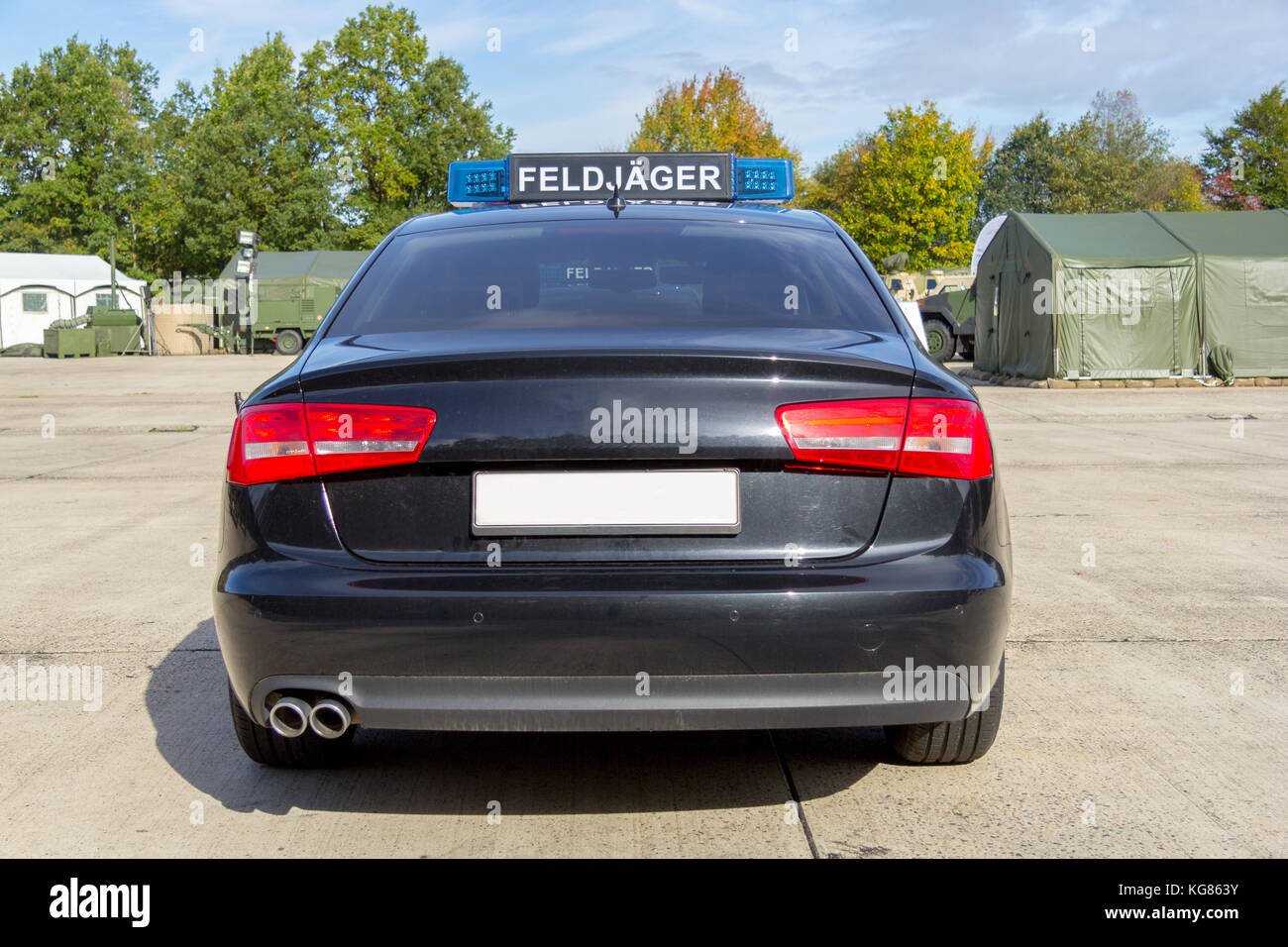 german civil feldjaeger, military police car stands on a platform Stock ...