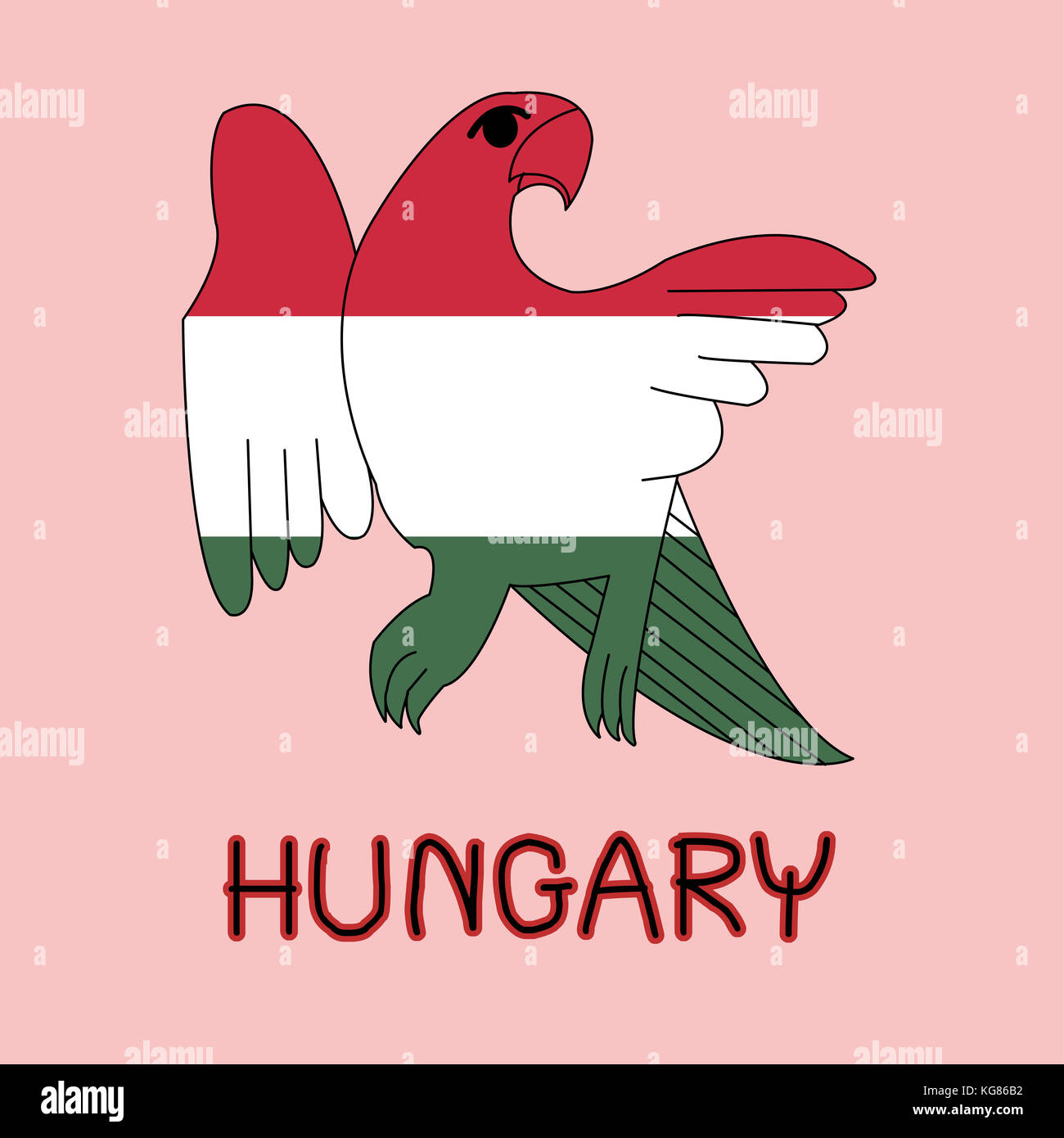 Color Imitation of Hungary Flag with Turul (Mythological Bird/ Falcon ...