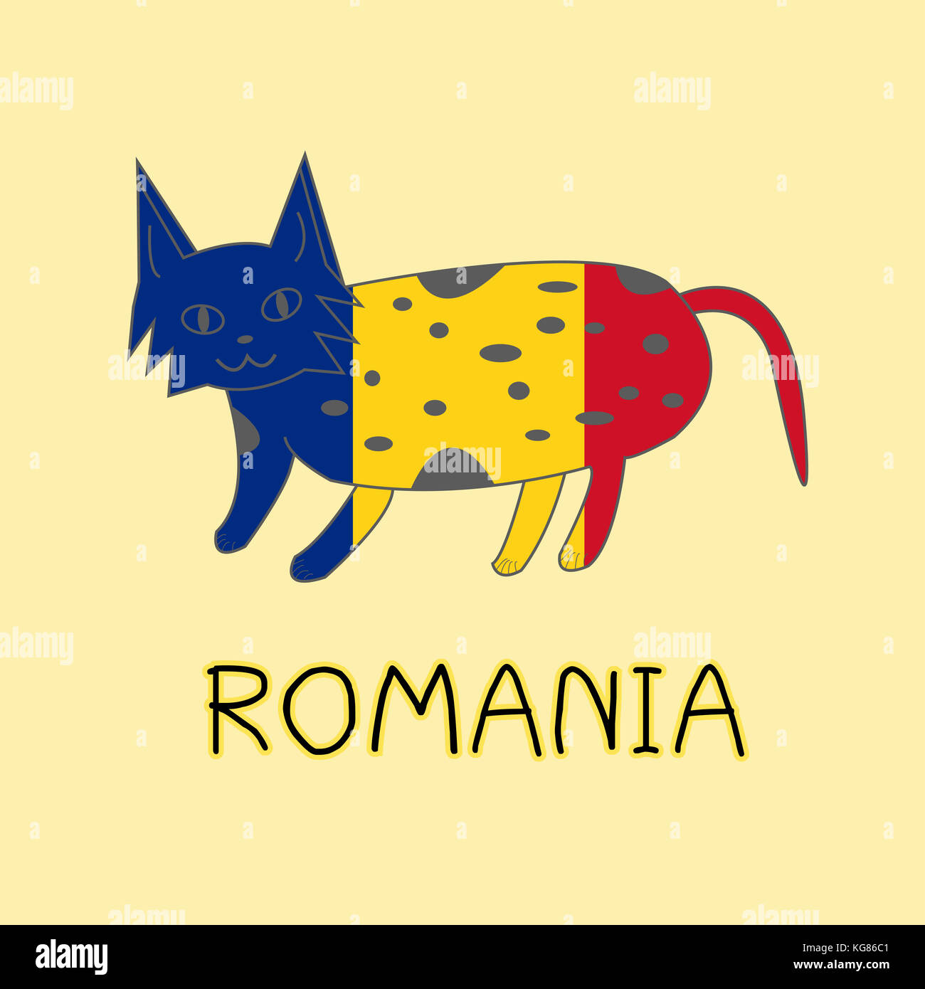 Color Imitation of Romania Flag with Lynx, National Animal Stock Photo ...
