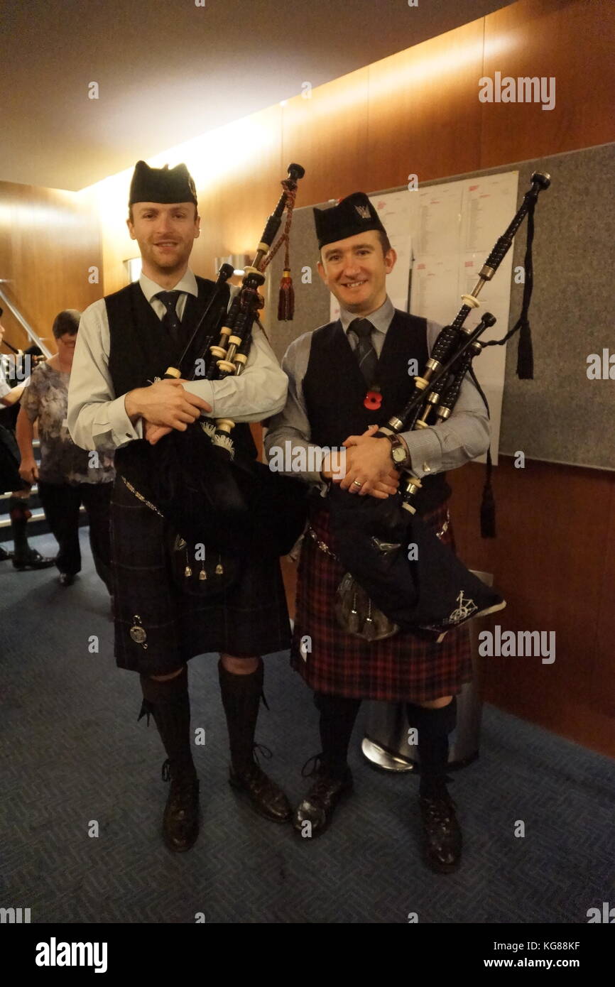 London, UK. 4th November, 2017. Bagpipe Competition at Kensington Town ...