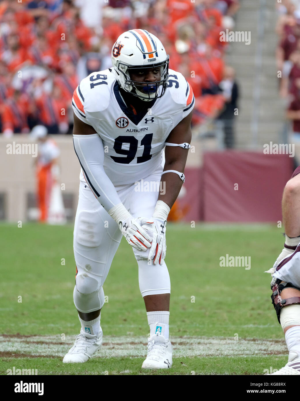 Kyle Field, Texas, USA. 7th November, 2017. Nick Coe #91 of the Auburn ...