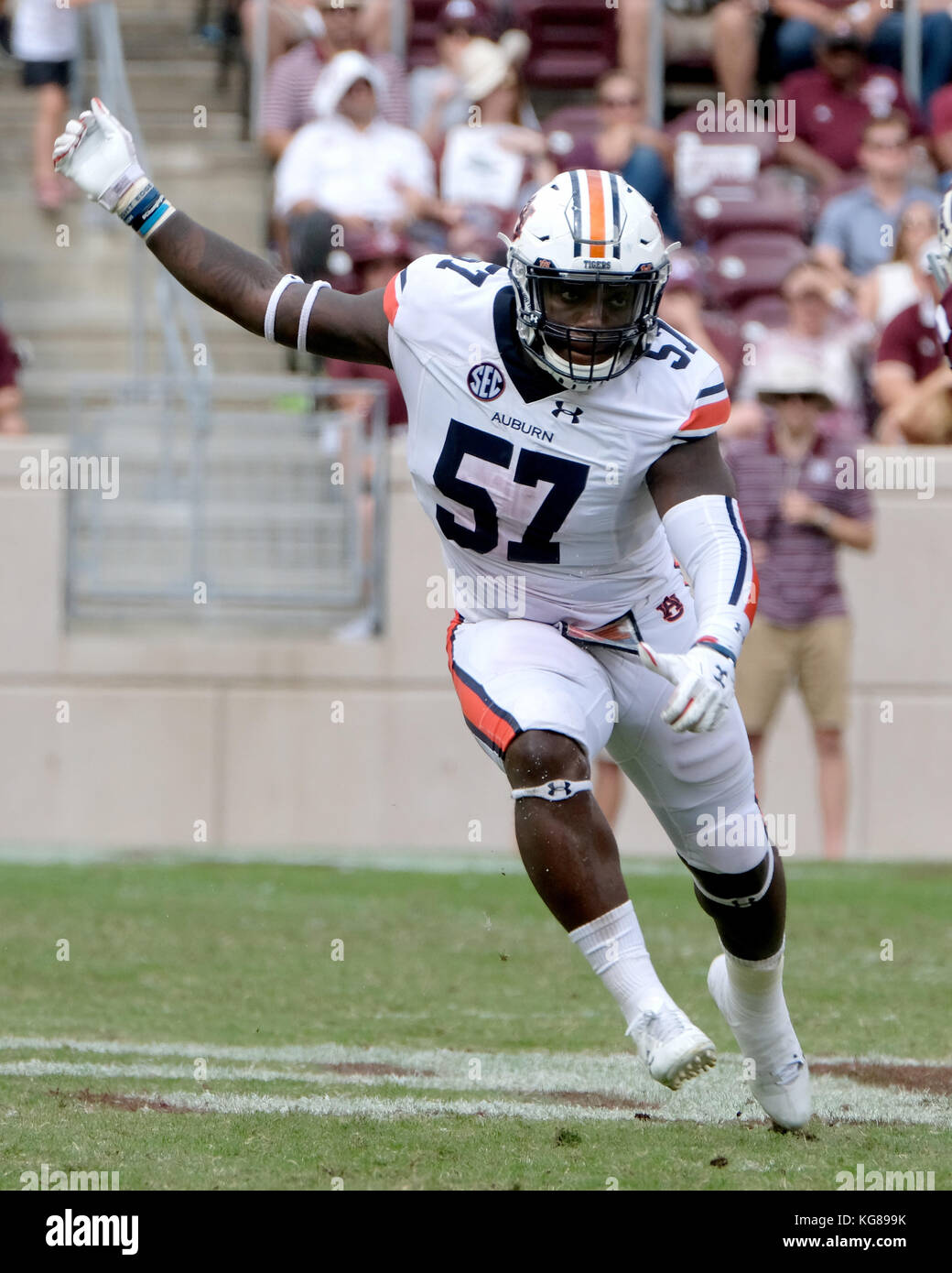 Nov 7, 2017. Deshaun Davis #57 of the Auburn Tigers in action vs the ...