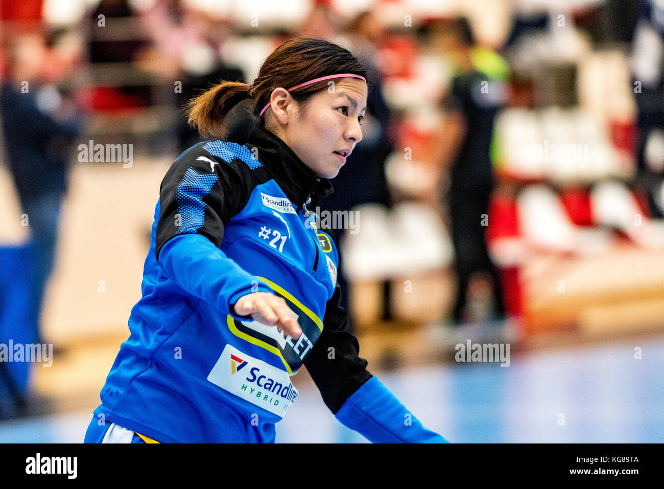 November 4, 2017: Ayaka Ikehara #21 (Nykobing Falster) during the EHF ...
