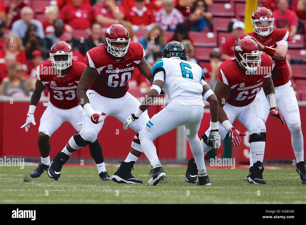 Nov 4, 2017: The right side of the Arkansas offensive line, Johnny ...