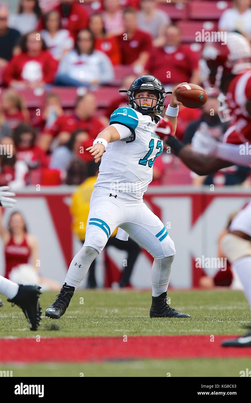 Nov 4, 2017: Tyler Keane #13 Chanticleers QB makes a throw down the ...