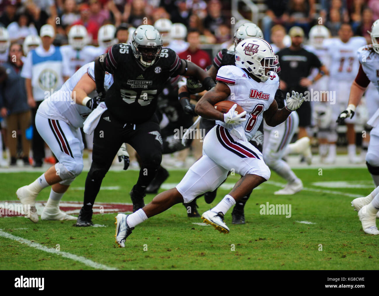 Davis Wade Stadium. 14th Oct, 2017. TN, USA; UMass RB, MARQUIS YOUNG (8 ...