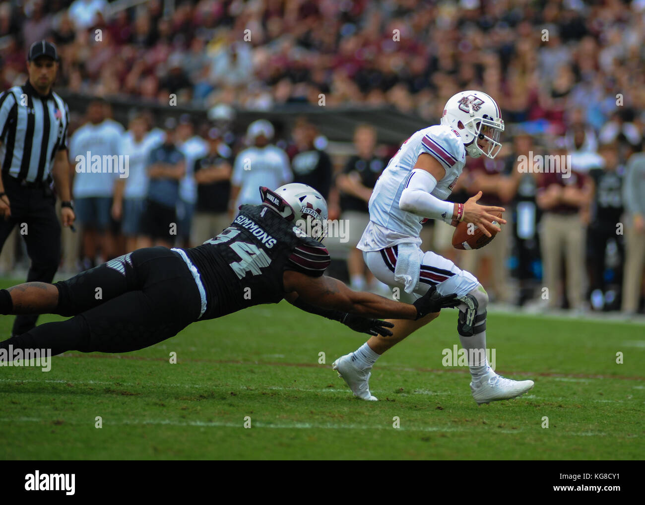 Davis Wade Stadium. 14th Oct, 2017. TN, USA; MSU defensive lineman ...