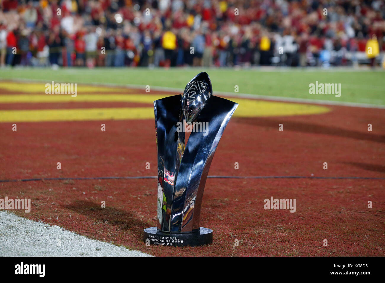 November 04, 2017 Pac 12 Championship Trophy sits in the end zone ...