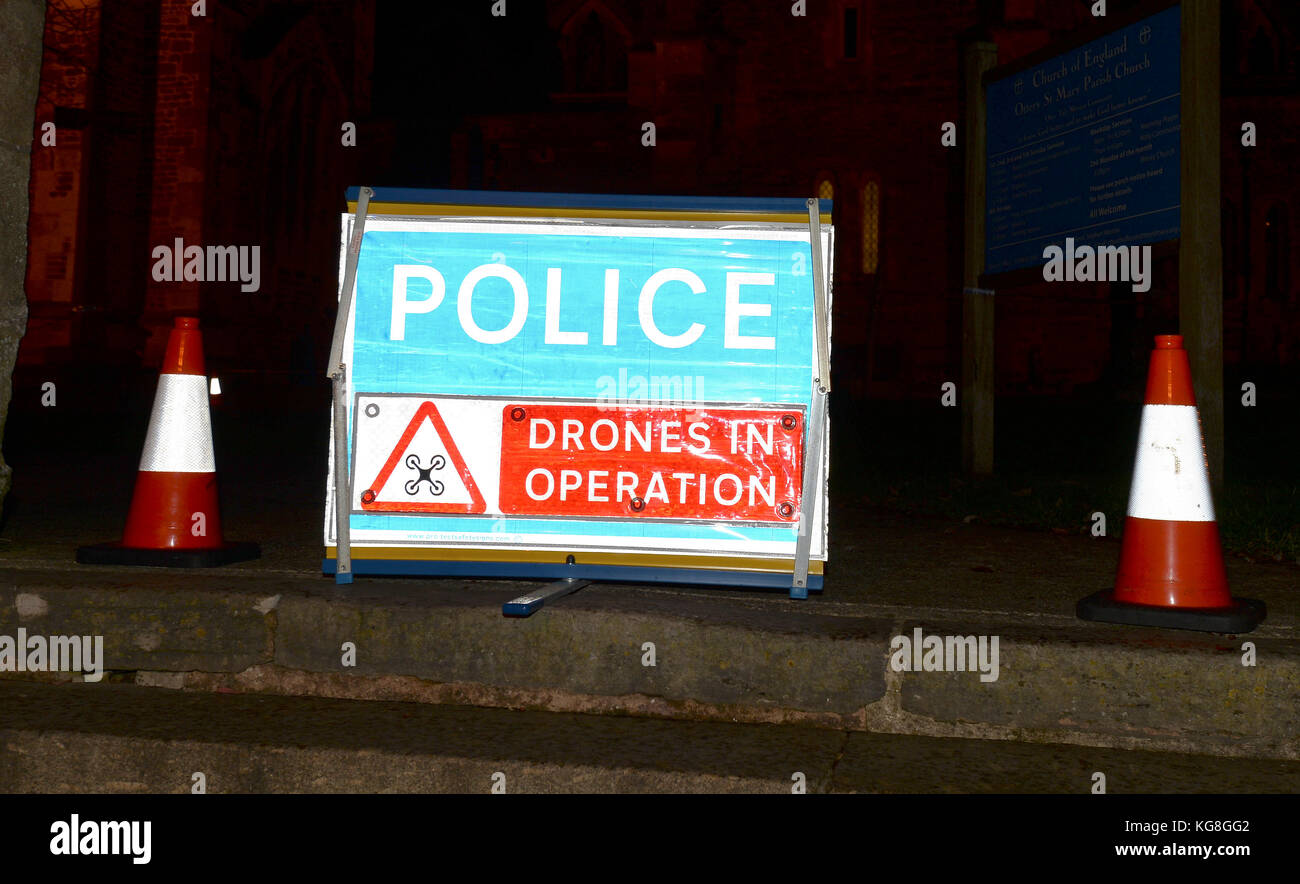 Police drones in operation sign, UK Stock Photo - Alamy