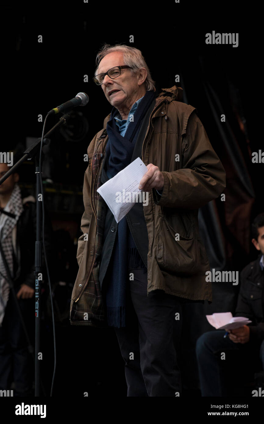 London, UK. 4 November 2017. Film director Ken Loach addresses ...