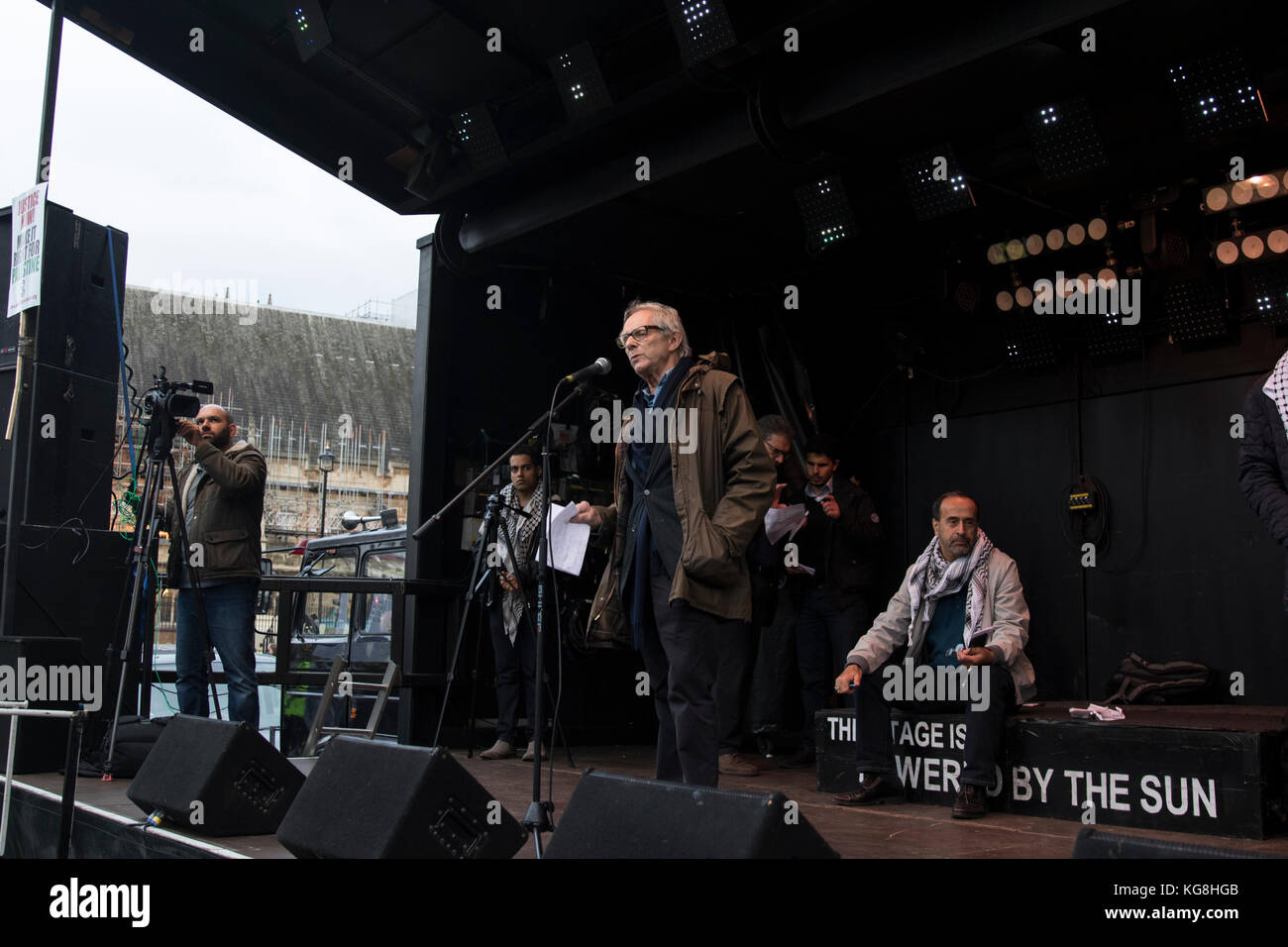 London, UK. 4 November 2017. Film director Ken Loach addresses ...