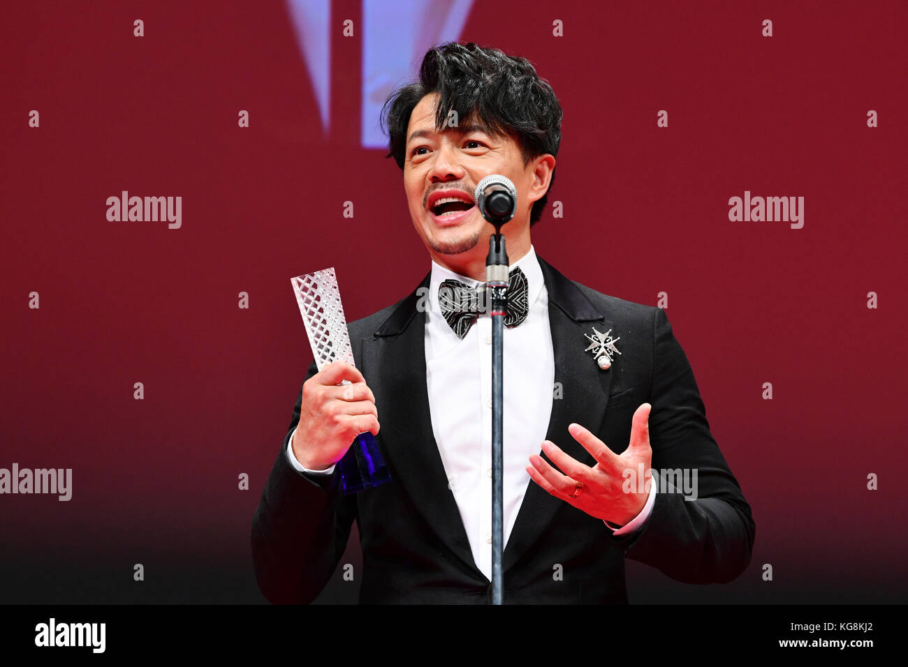 Duan Yihong, November 03, 2017 - Actor Duan Yihong speaks after winning ...
