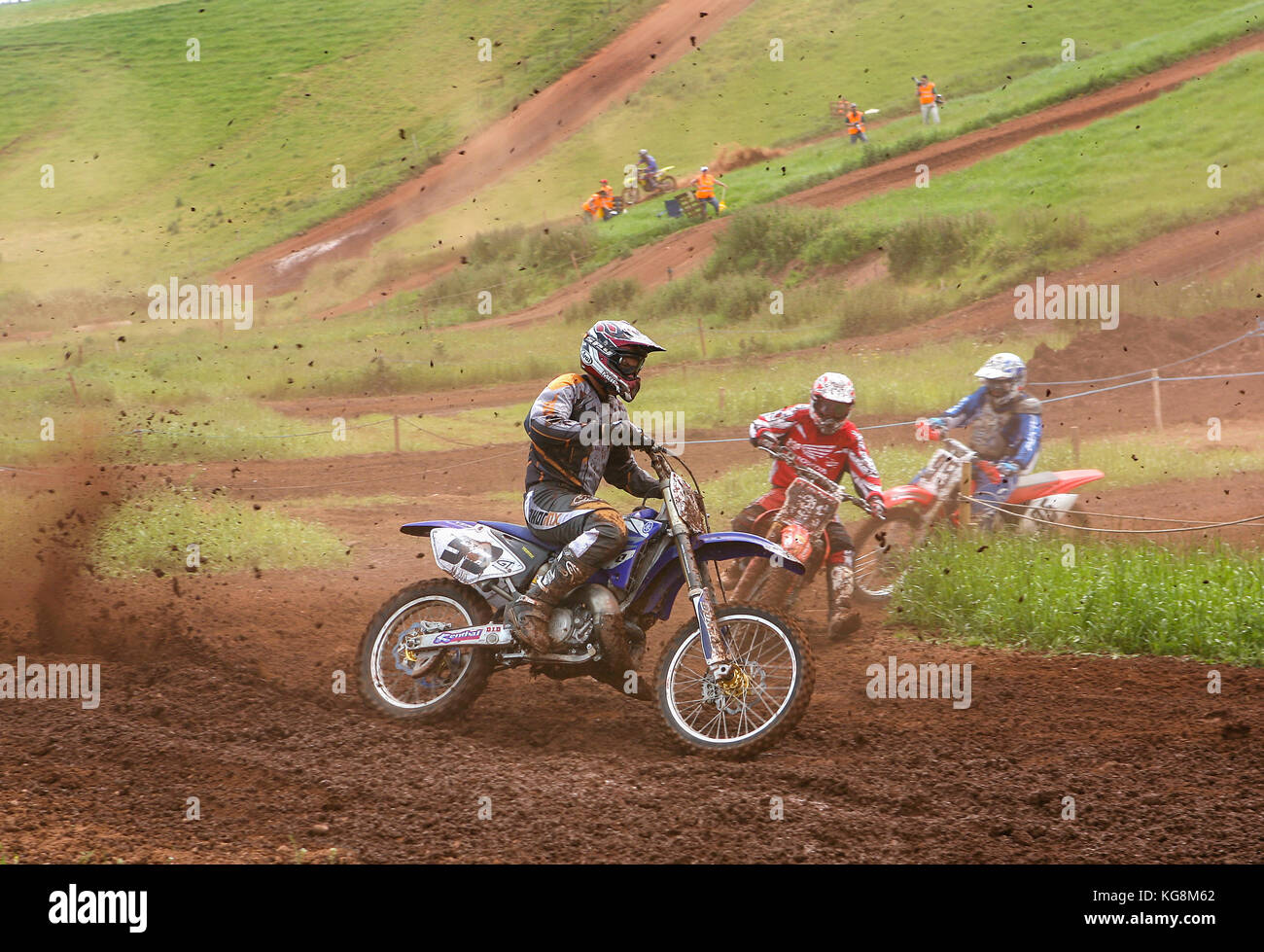 Motocross rider spraying dirt in race Stock Photo - Alamy