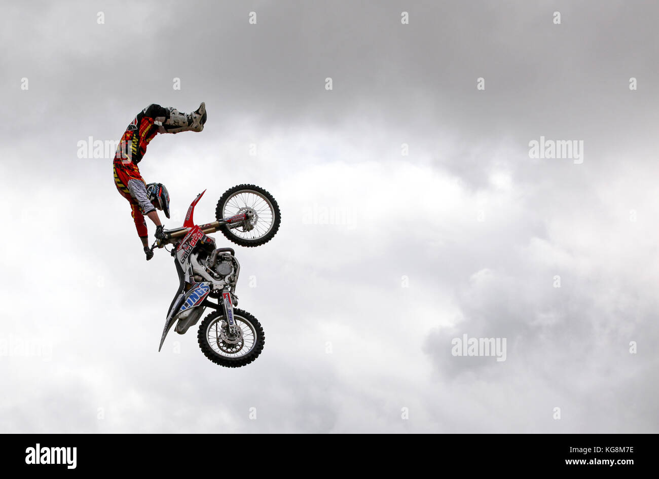 Stunt motocross aerial display Stock Photo - Alamy