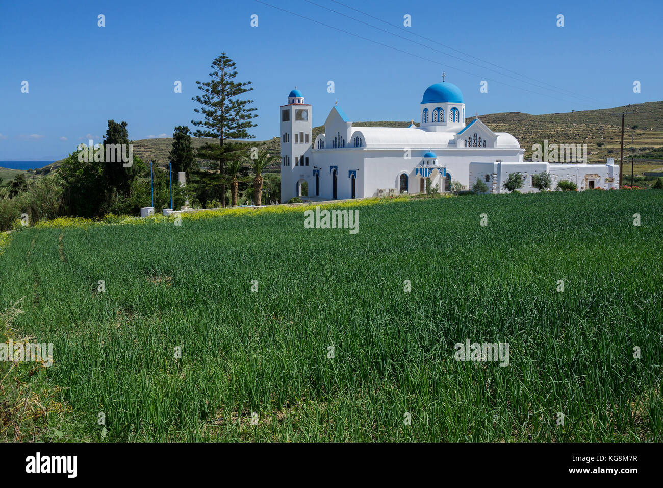 Orthodox church at Egares, Naxos island, Cyclades, Aegean, Greece Stock ...