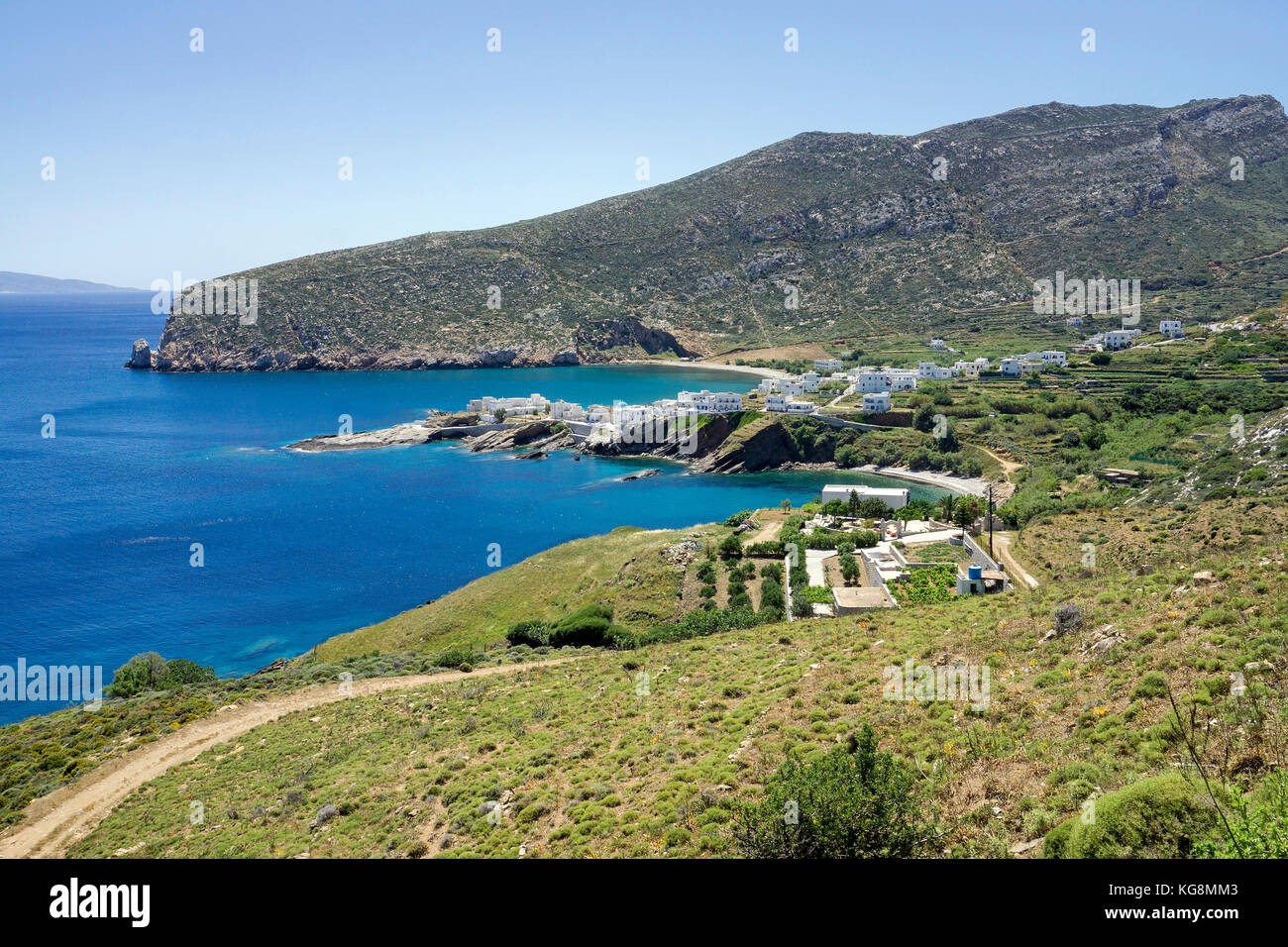 Coast landscape at the small fishing village Apollonas, North side of ...