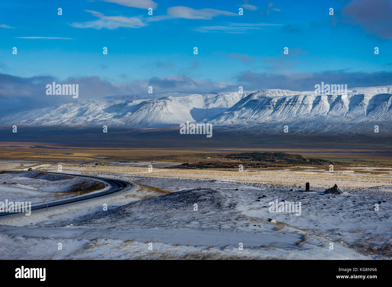 Empty street during Winter in the mountains. Christmas landscape Stock ...