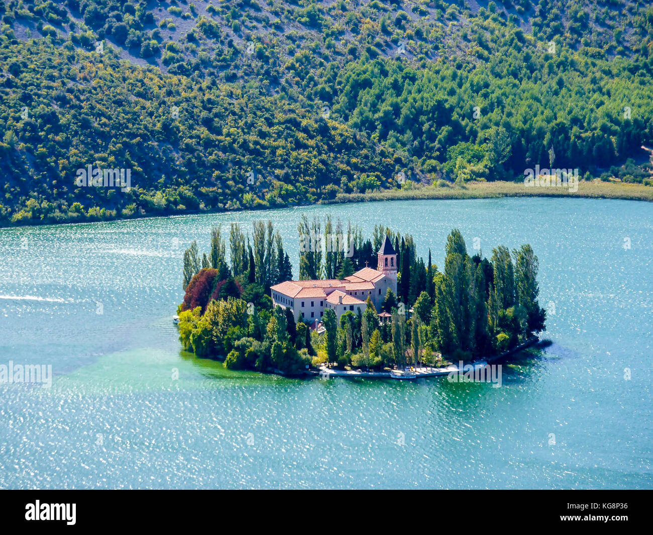 Island of Visovac monastery in Krka national park - Dalmatia, Croatia Stock Photo - Alamy
