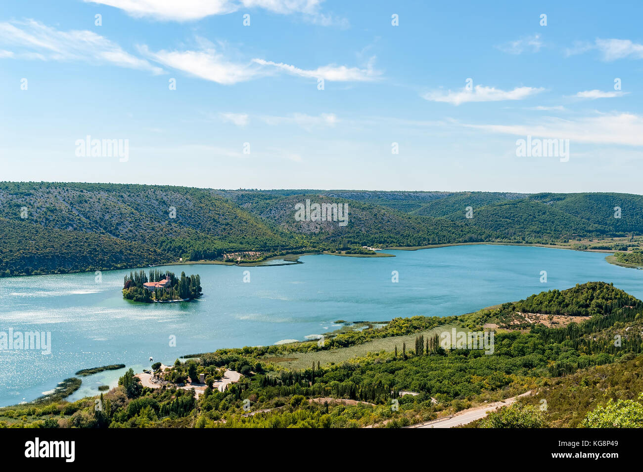 Island of Visovac monastery in Krka national park - Dalmatia, Croatia Stock Photo - Alamy