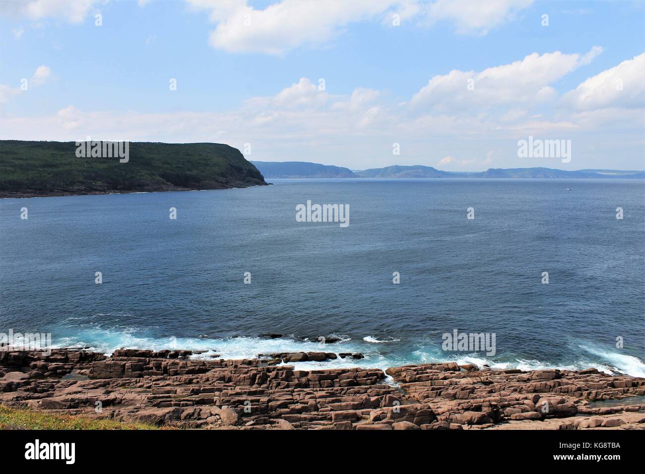 Panoramic view of the Atlantic Ocean and Newfoundland Coastline ...