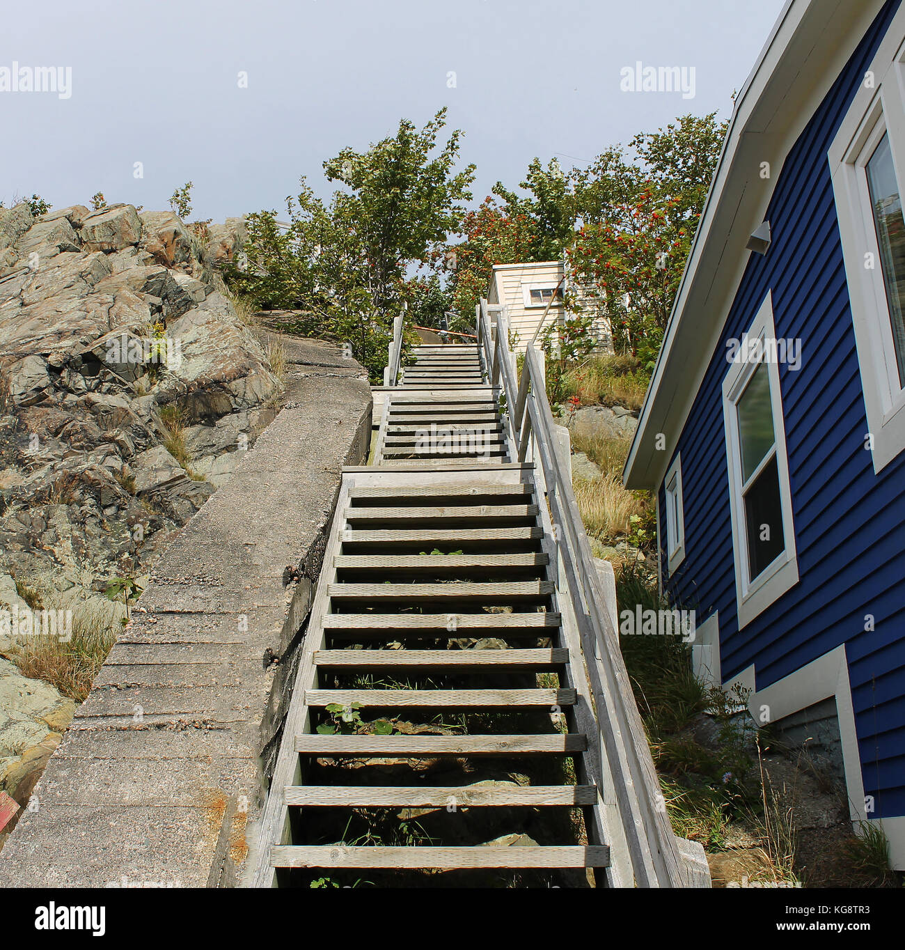 Wooden stairway on rocky hi-res stock photography and images - Alamy